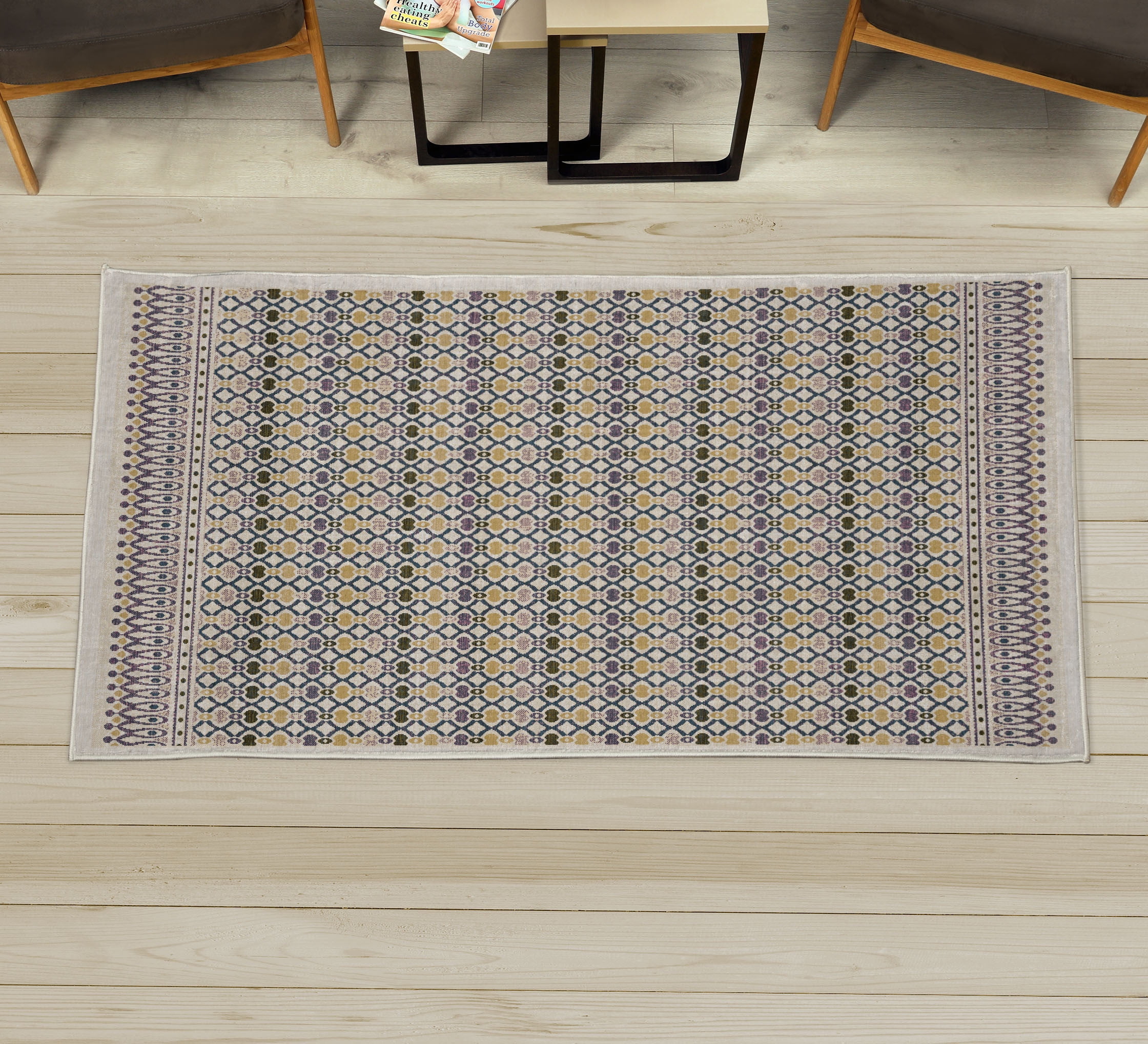 Ethnic Decorative Rug Tribal Style Abstract Mesh Pattern Of Oval Grid