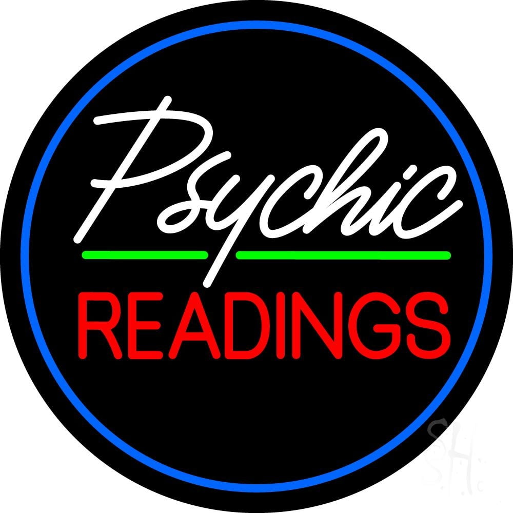 Green Psychic Readings With Border LED Neon Sign 18 X 18 - inches Black ...
