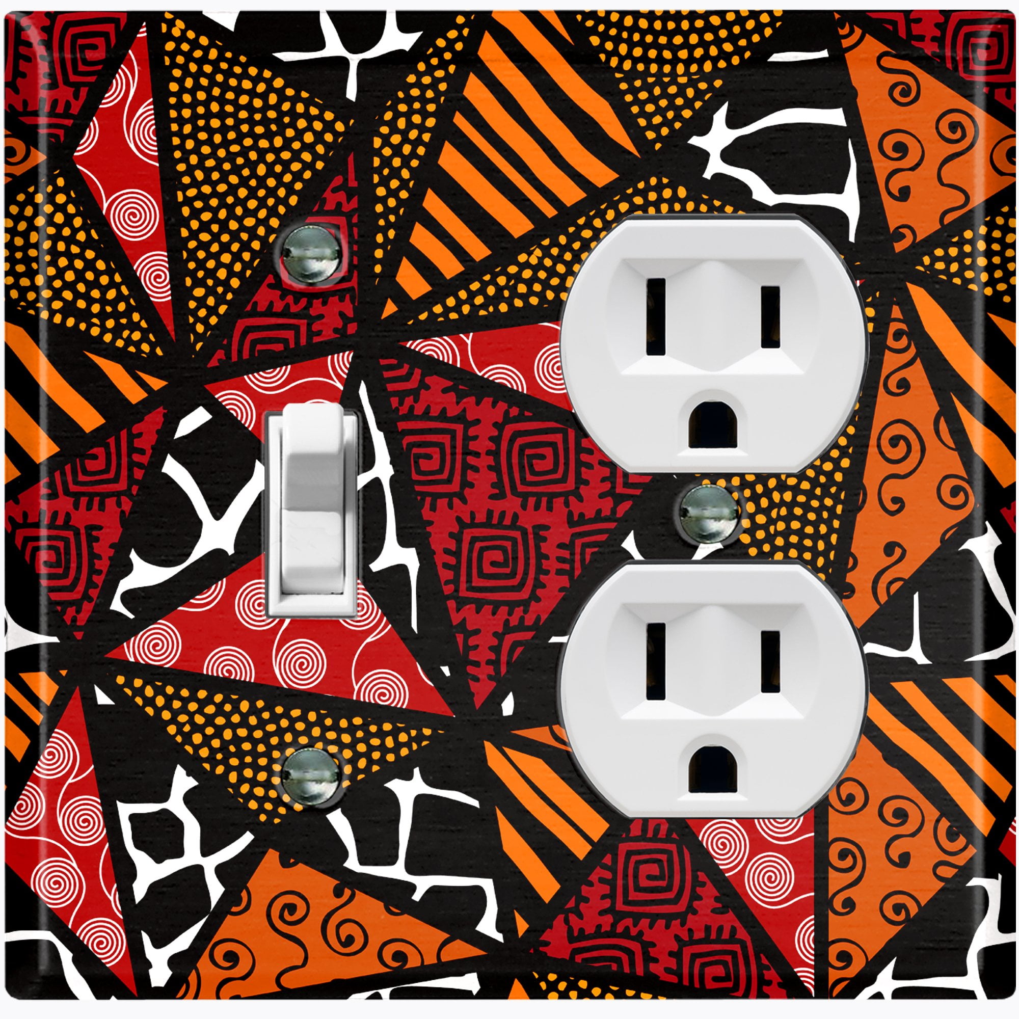 Metal Light Switch Plate Cover Colorful Safari African Tribal Art Tile ...