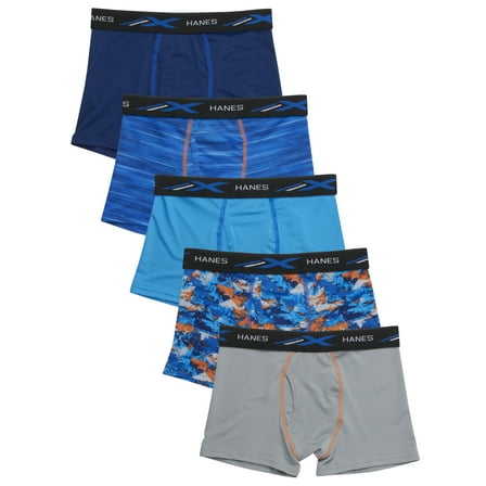 Hanes Boys' X-Temp Stretch Boxer Brief Underwear, 5-Pack, Sizes S-XXL ...