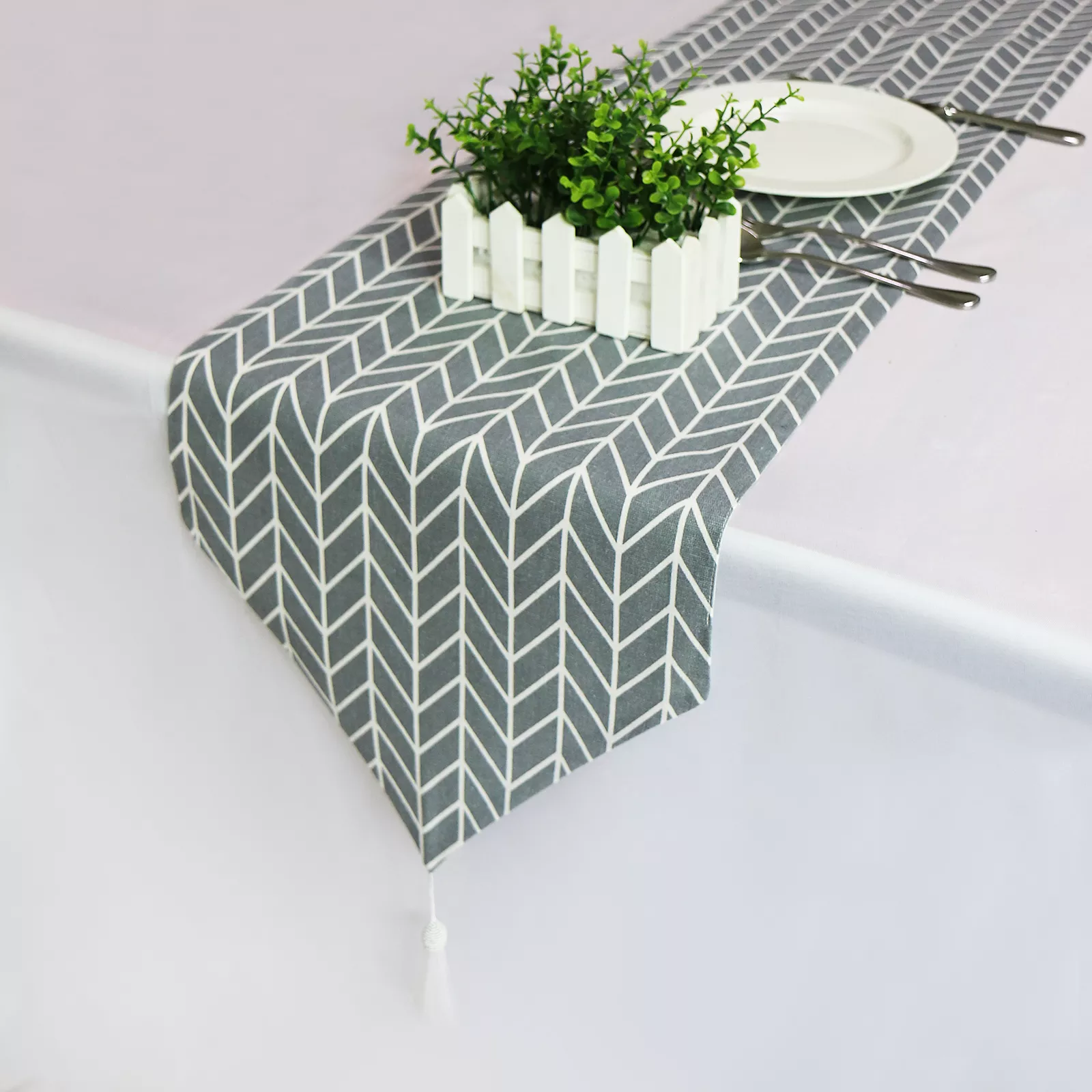 BITFLY Cotton Linen Table Runner Multi-color Table Flags Home Dinner ...