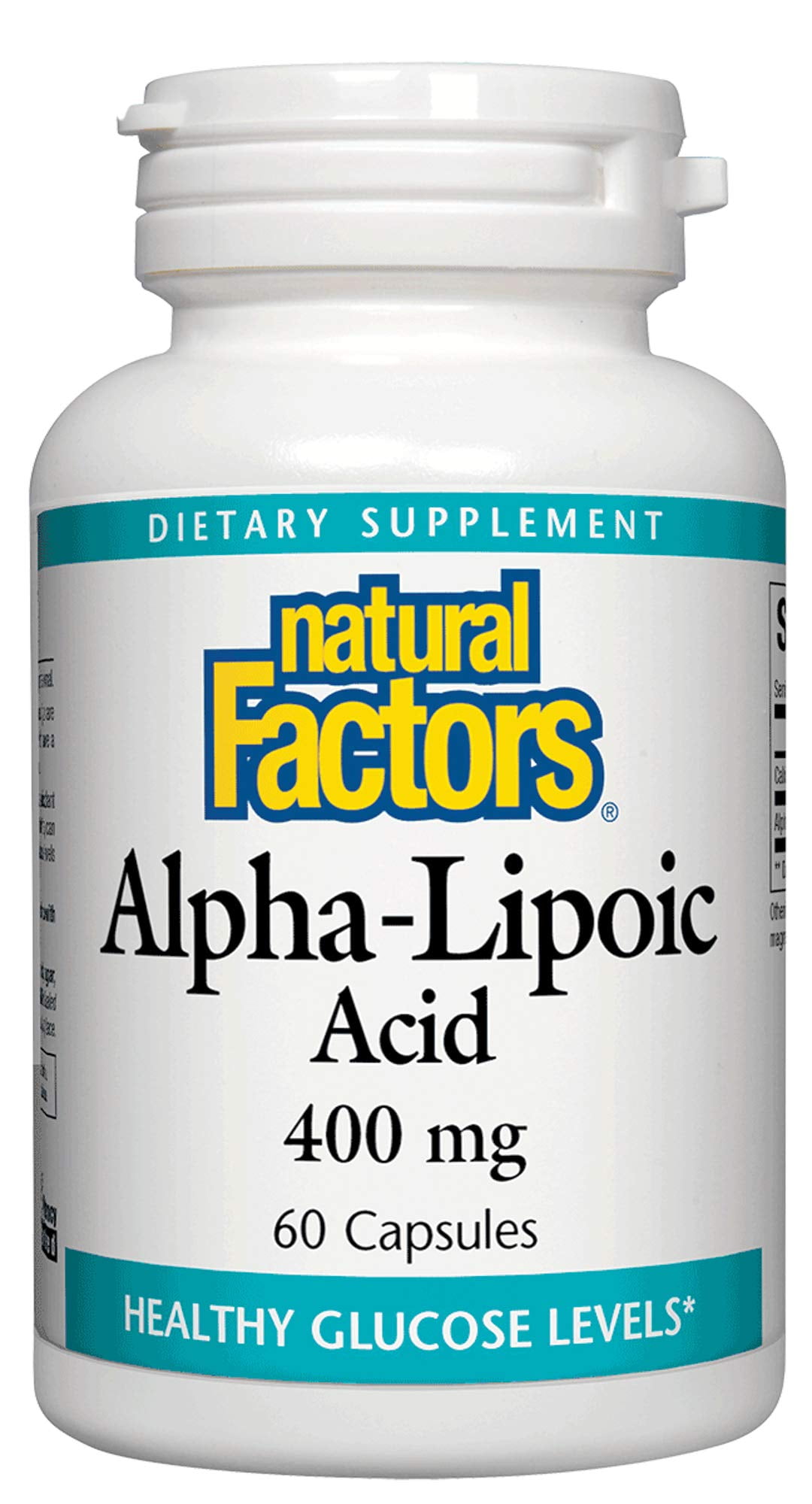 Suplemento de ácido alfa lipoico de Natural Factors 400 mg 60 cápsulas ...
