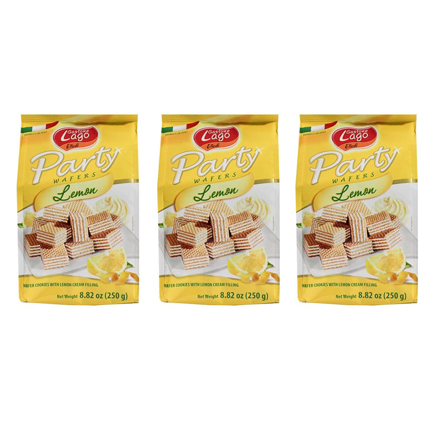 Gastone Lago Party Wafers Lemon Cream Filling 8.82 oz, 250g (Pack of 3 ...