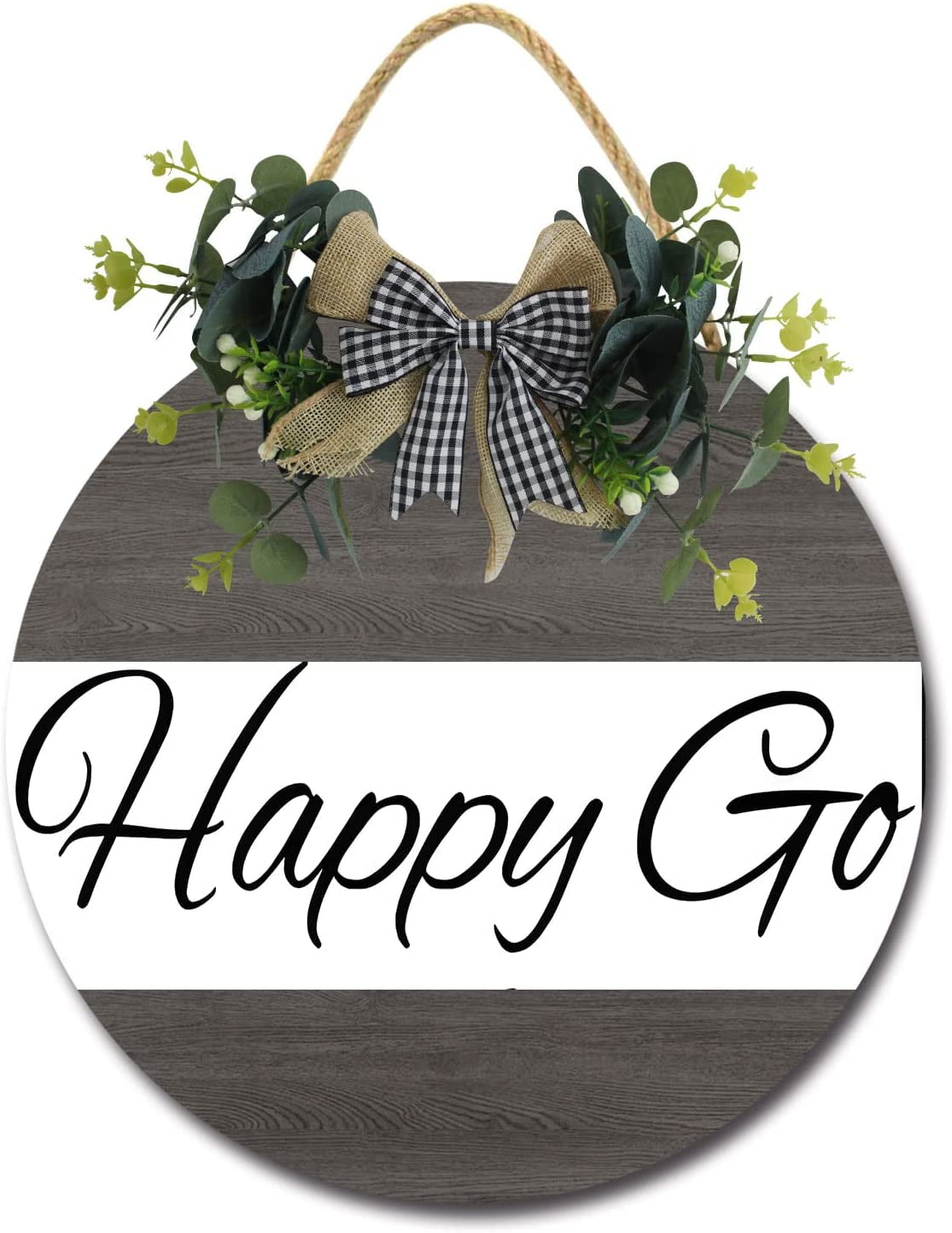Eveokoki 12" Rustic Hanging Wooden Signs,Happy Go Family Sign Rustic ...