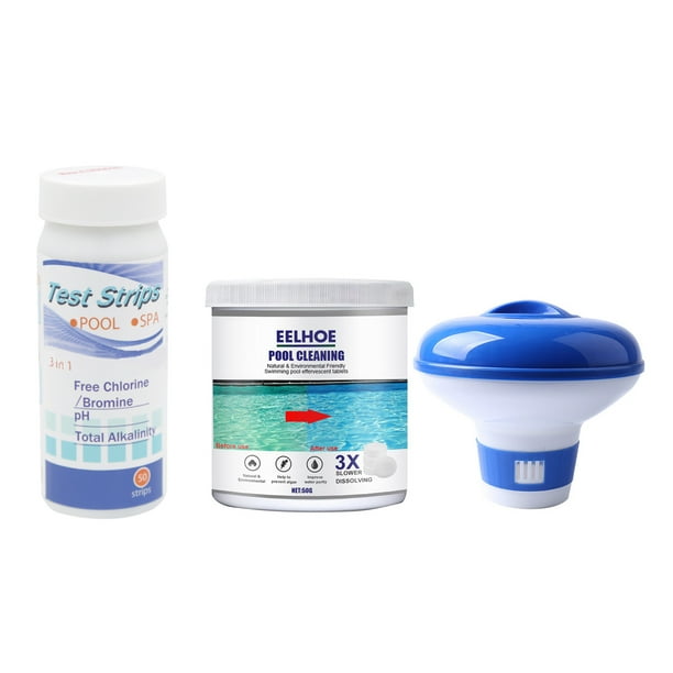 50g Effervescent Tablet + Doser + 3-in-1 Test Paper Swimming Pool ...