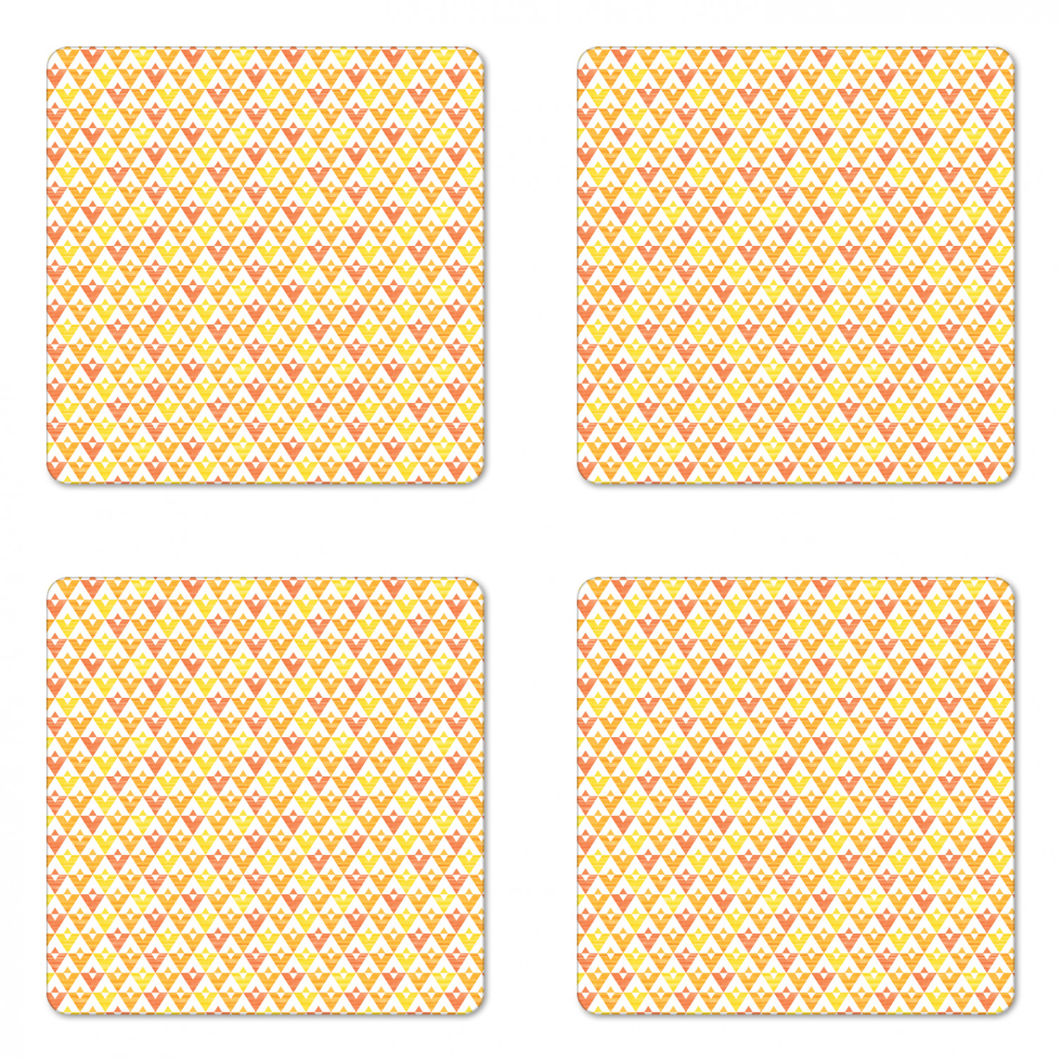 Geometric Coaster Set of 4, Grunge Composition of Triangles in Warm ...