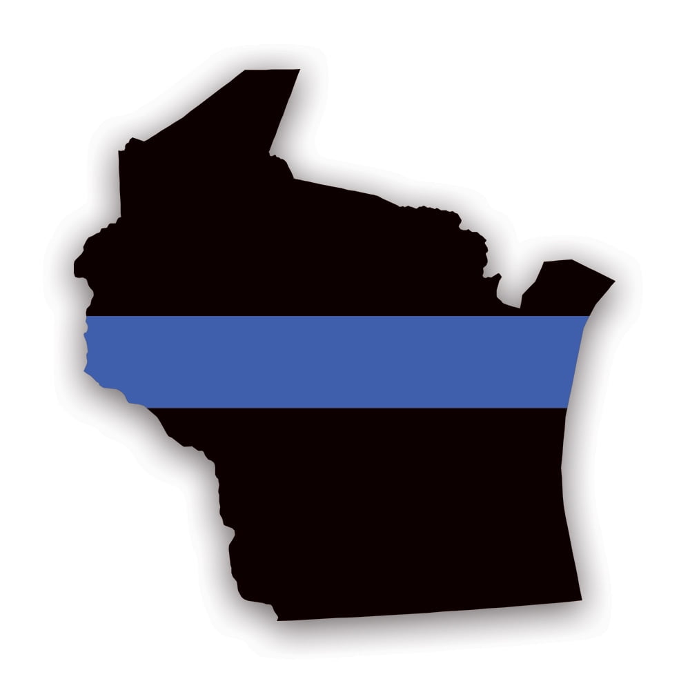 Wisconsin State Shaped The Thin Blue Line Sticker Decal - Self Adhesive ...