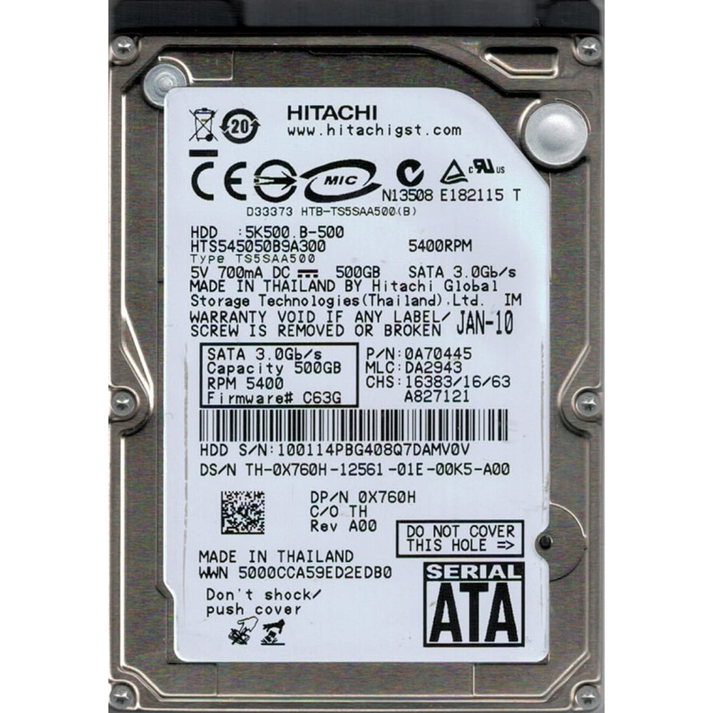 Hitachi HTS545050B9A300 MLC: DA2943 P/N: 0A70445 500GB - Walmart.com ...