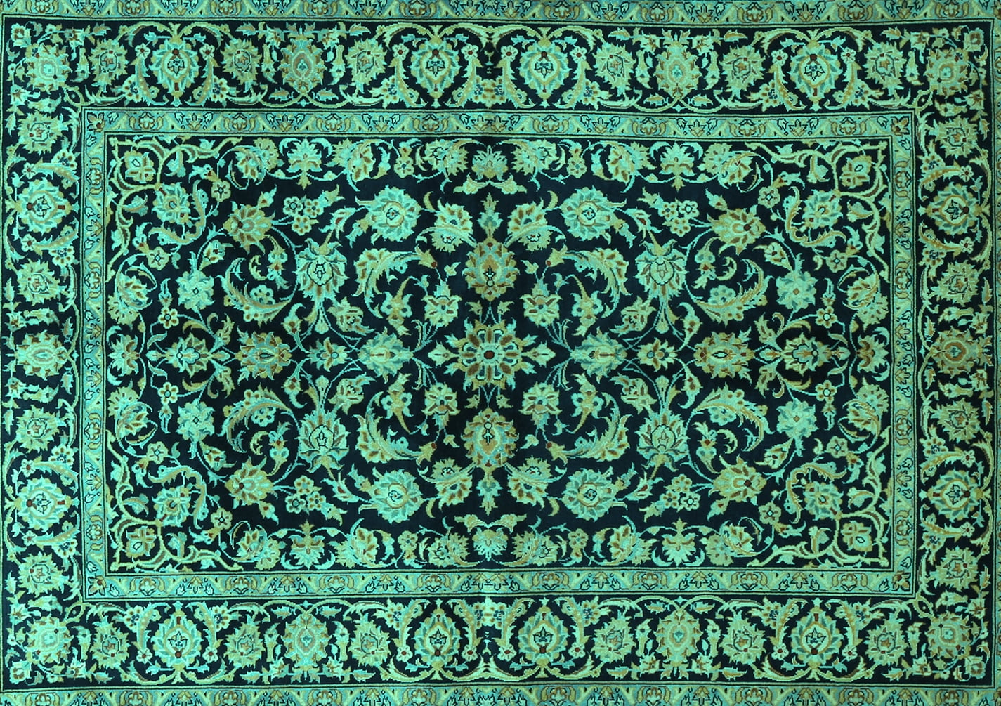 Ahgly Company Machine Washable Indoor Rectangle Persian Turquoise Blue ...