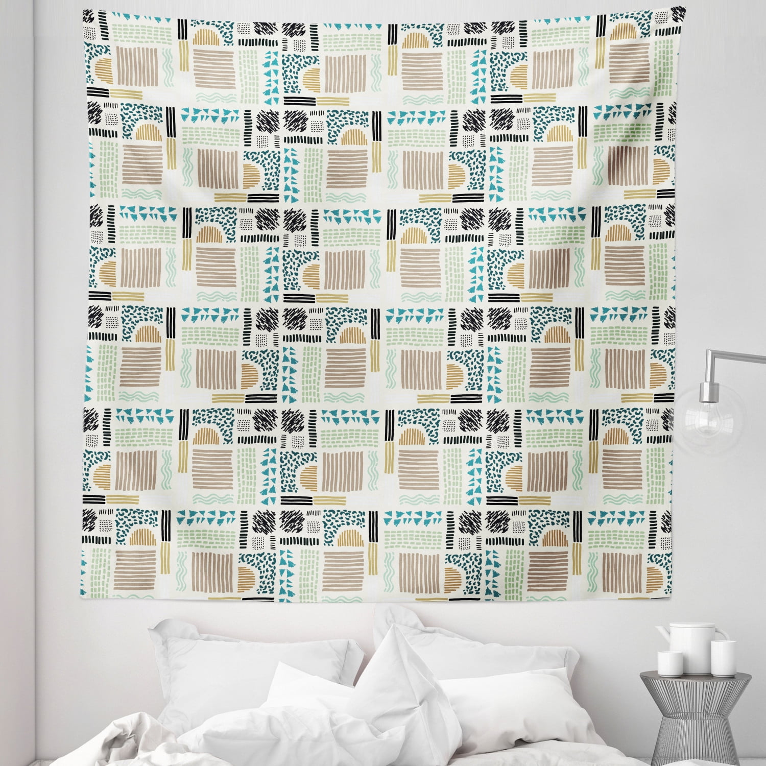Aztec Tapestry, Geometric Shapes in Hand Drawn Style Prehistoric Art ...