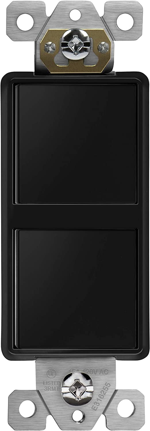 ENERLITES Double Paddle Rocker Decorator Switch, Gloss Finish, Ground ...