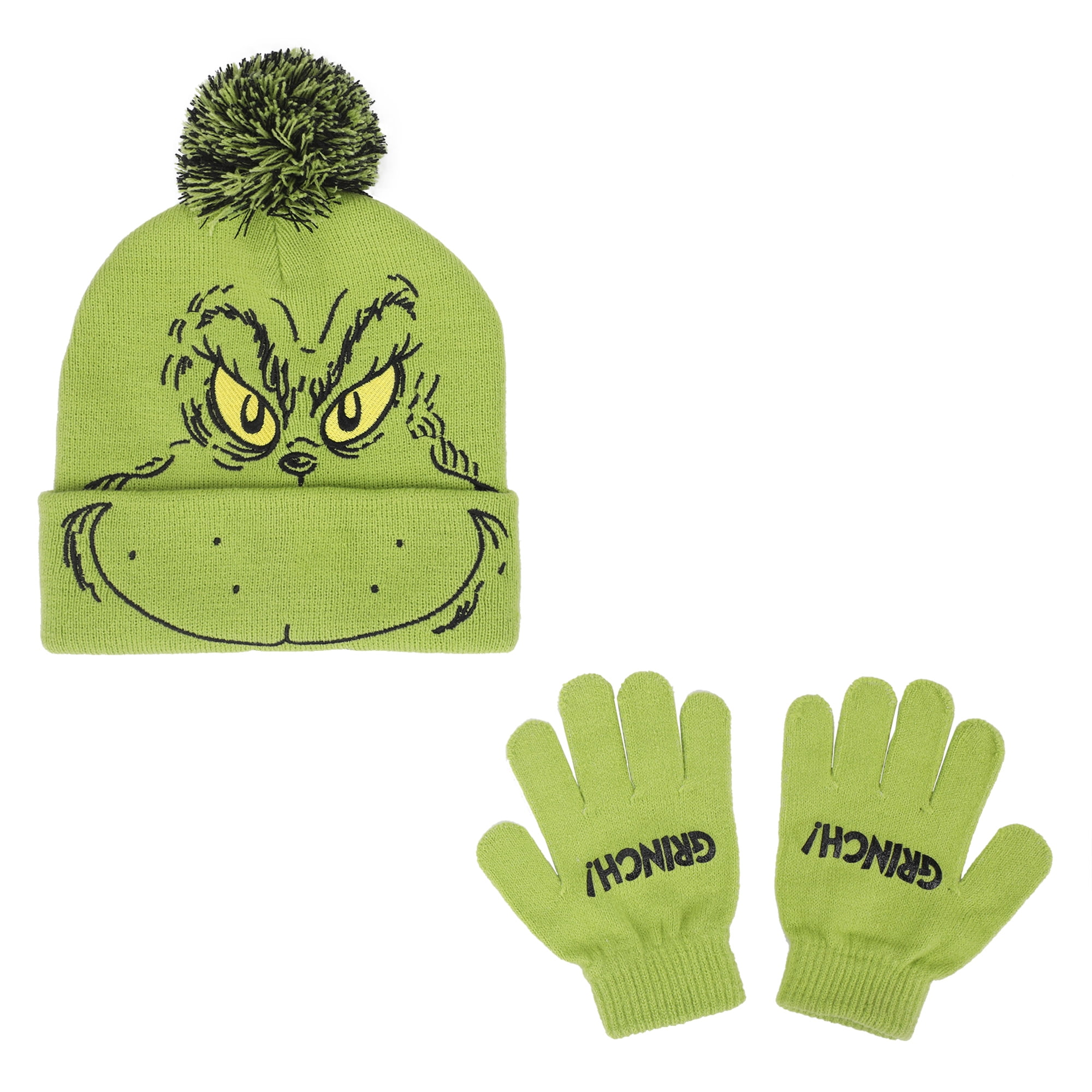 Click here for Bioworld The Grinch Big Face Kids Pom Beanie & Glo... prices