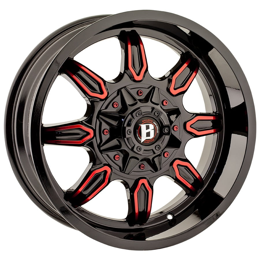 20" Black With Red Natural Windows 670 Rampage Wheel by Ballistic ...