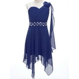 renvena Girls One Shoulder Flower Dress Pleated Chiffon Wedding ...