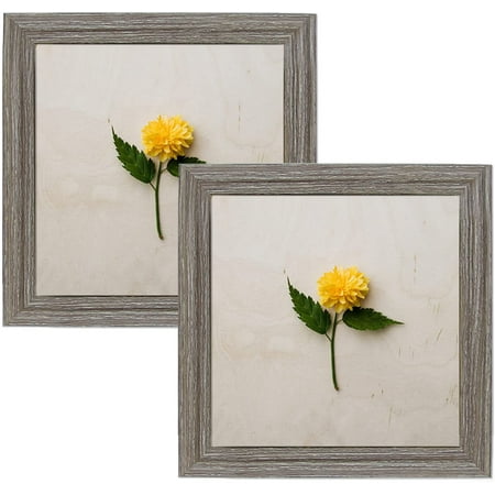 8x8 Picture Frames Wood Set of Two, Rustic Square Frame with Plexiglass ...