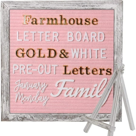 Farmhouse Rustic Pink Felt Letter Board 10x10 Inches Stand Easel + 625 ...