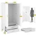 VINFORM Armoire Wardrobe Closet 2 Door, Wood Wardrobe Storage with ...