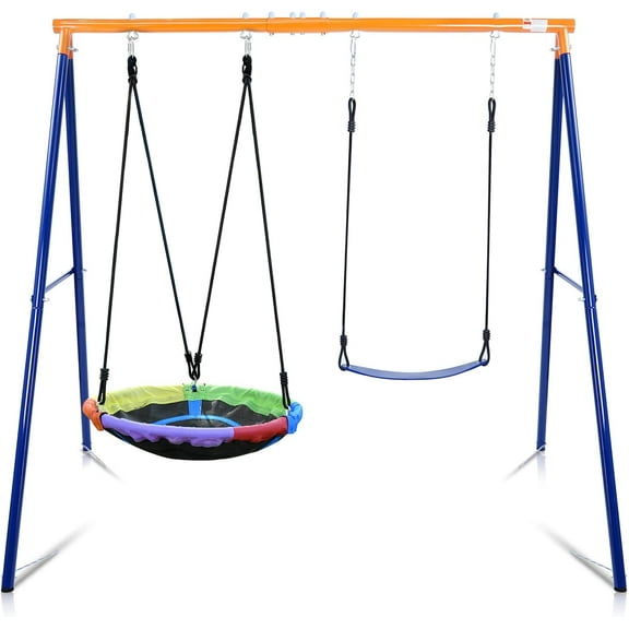 KloKick 600lbs Heavy Duty Swing Set – A-Frame Metal Swing Set with ...