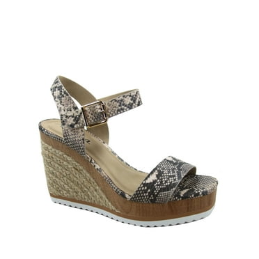 Lindy 03 Strappy Open Toe Platform Wedge, Black, 10 - Walmart.com