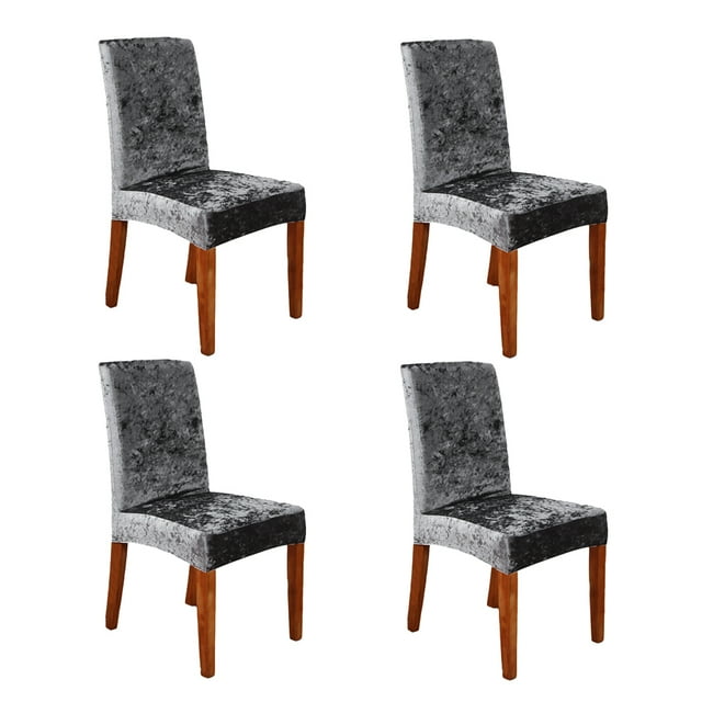 CJC Crushed Velvet Plush Dining Chair Covers Stretch Removable ...