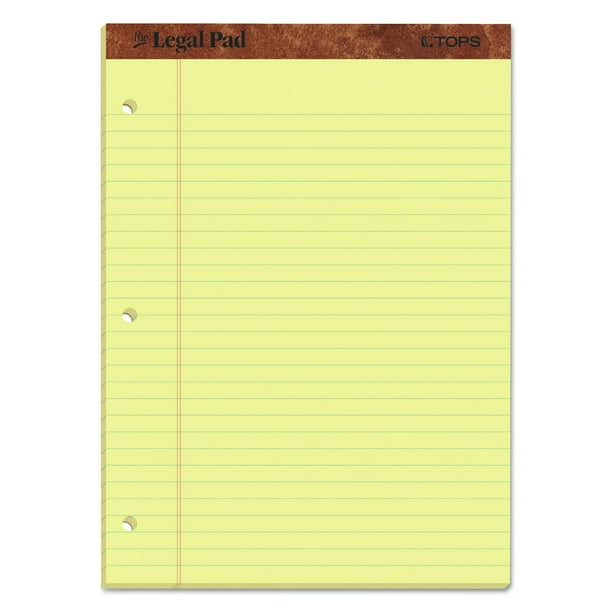 TOPS The Legal Pad Ruled Perf Pad Legal/Wide 11 3/4 x 8 1/2 Canary 50 ...