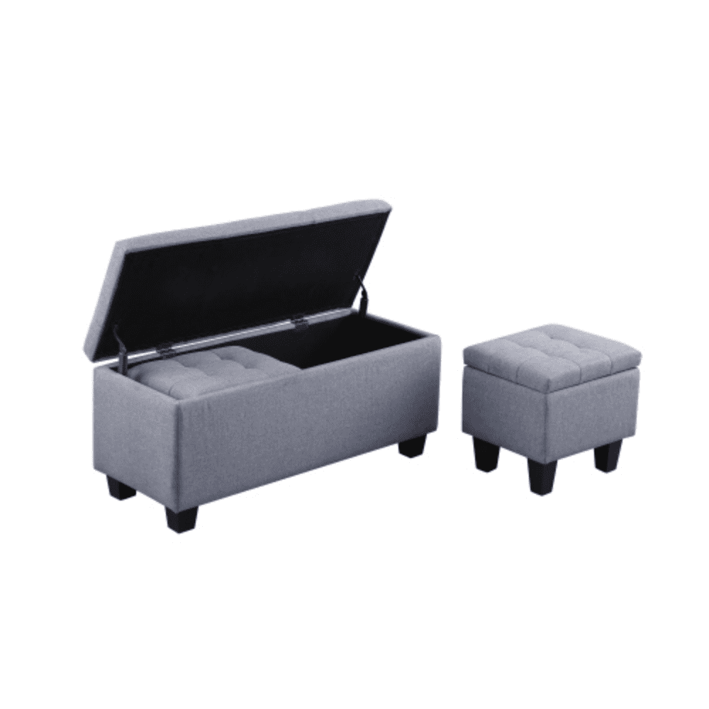 Large Storage Ottoman Bench Set 3 In 1 Combination Ottoman Tufted