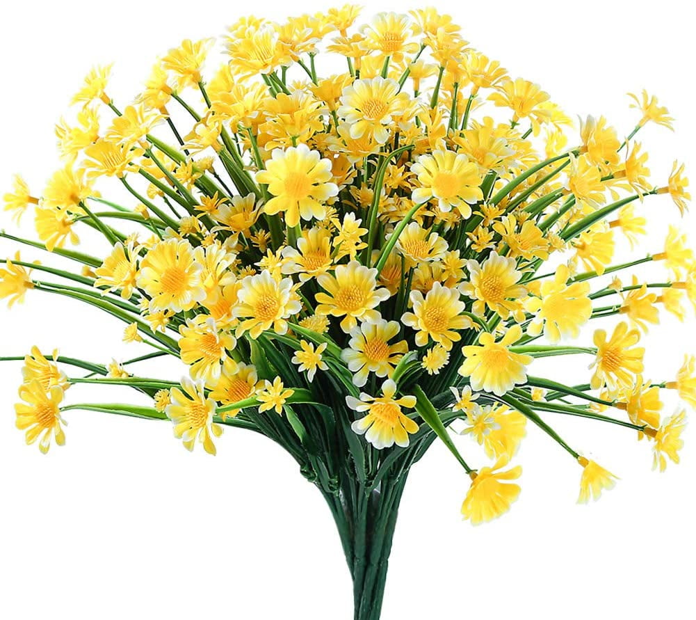 Viworld 8 Bundles Artificial Daisy Mums Flowers Outdoor Fake Fall ...