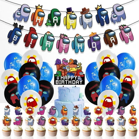 Among Us Birthday Decorations, Among Us Video Game Birthday Party ...