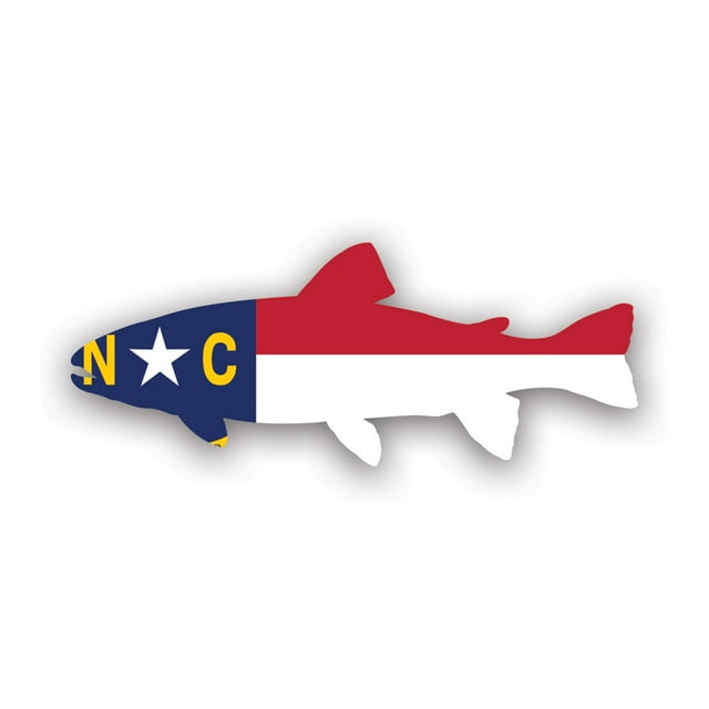 North Carolina State Shaped Trout Sticker Decal - Self Adhesive Vinyl ...