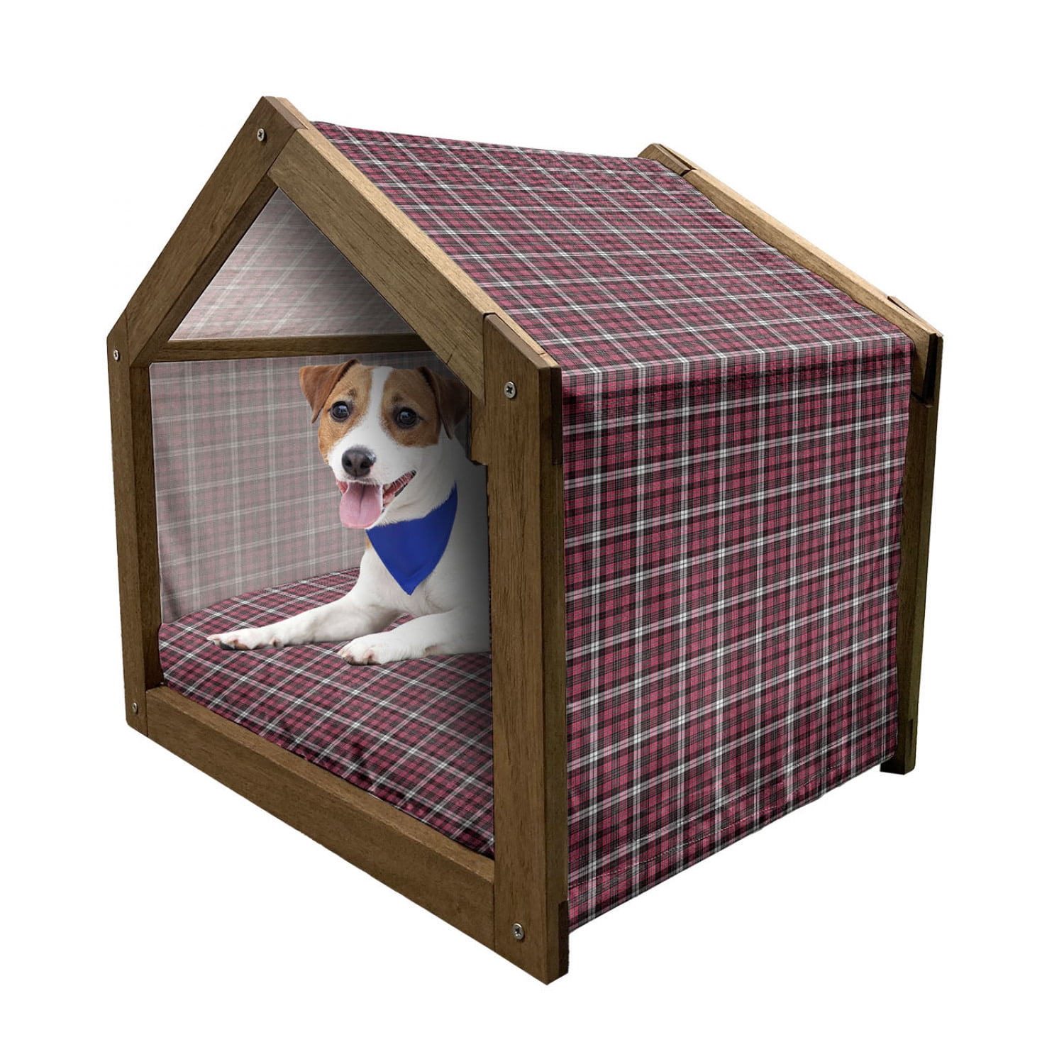 Checkered Pet House, Symmetrical Lines Squares Geometric Old Tartan ...