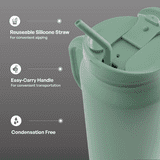 TAL Stainless Steel Basin Travel Mug 30 oz with Silicone Straw, Sage ...