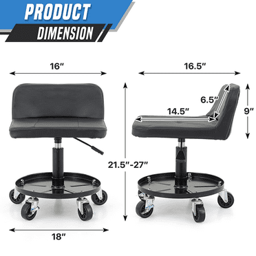 Powerbuilt Heavy Duty Garage Roller Chair with Wheels, Workshop Rolling ...