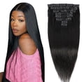 8" - 26" Hair Straight Clip in Hair Extensions Real Remy Thick Natural ...