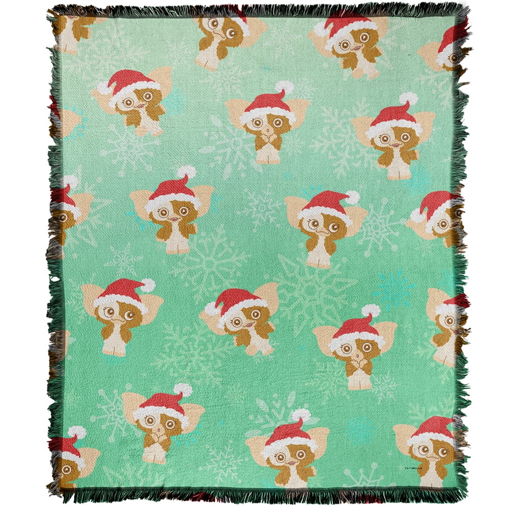 Gremlins Blanket, 50'x60' Gizamo Santa Hat Pattern Woven Tapestry ...
