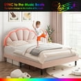 Homfa LED Bed Frame, Queen Size Bed for Bedroom, Velvet Upholstered ...