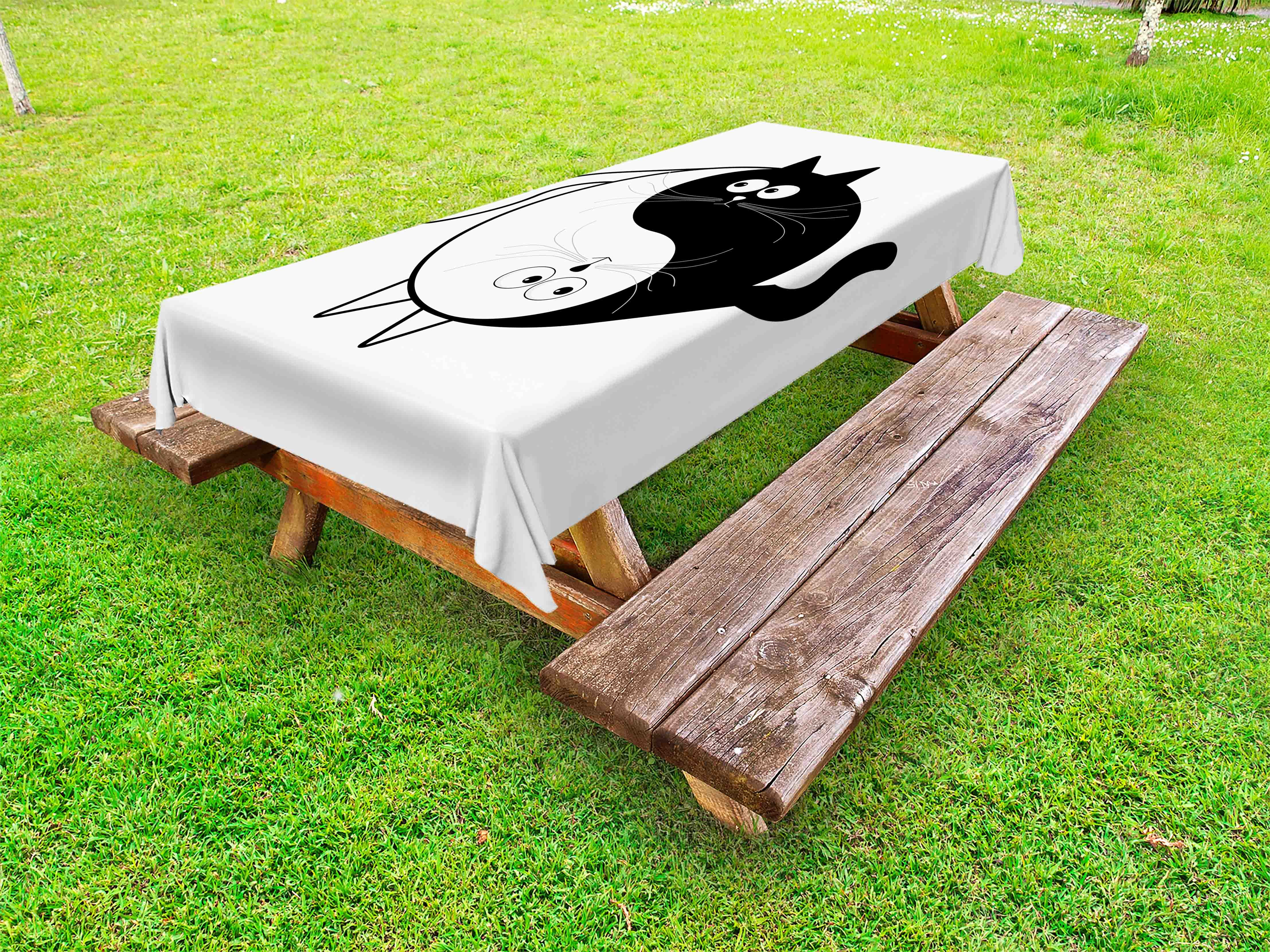 Ying Yang Outdoor Tablecloth, Cute Cats Cuddle Hugging Unity Ying Yang ...