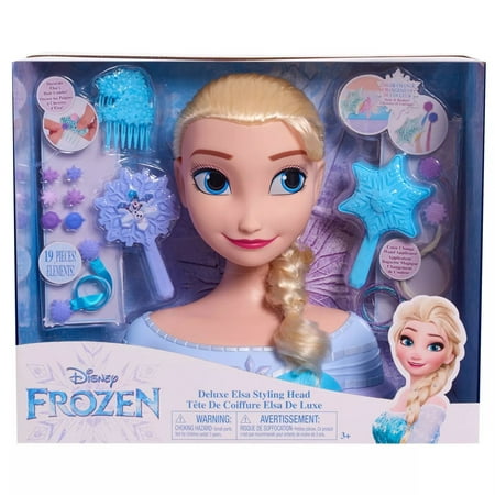 Disney Frozen Deluxe Elsa Styling Head With Ribbon Hair Wrap, Two Color ...