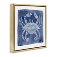 Stupell Industries White Crab on Indigo Gold Framed Floater Canvas Wall ...