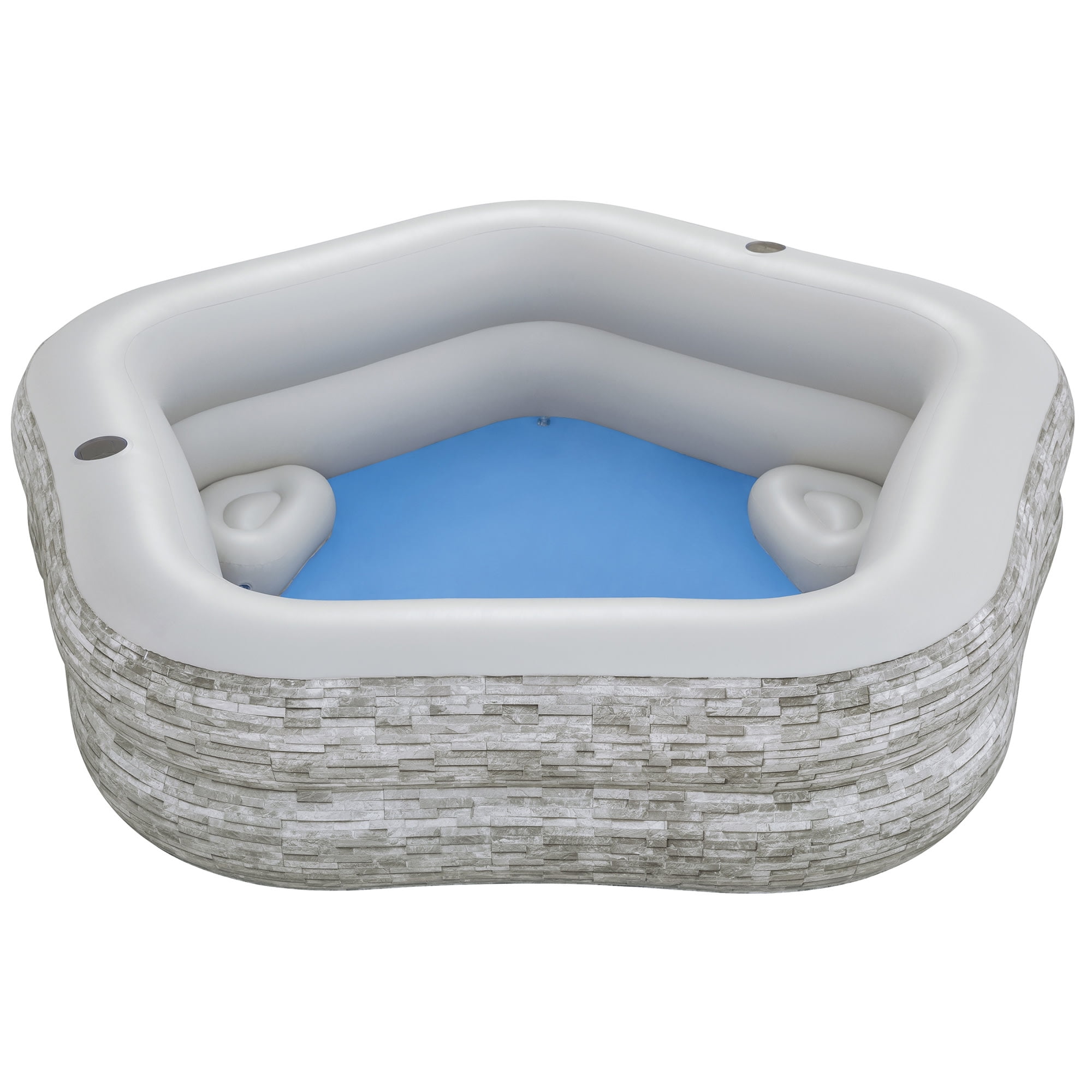 H2OGO! TruPrint Stone 7'x 6'9" x 21" Family Inflatable Kiddie Pool ...