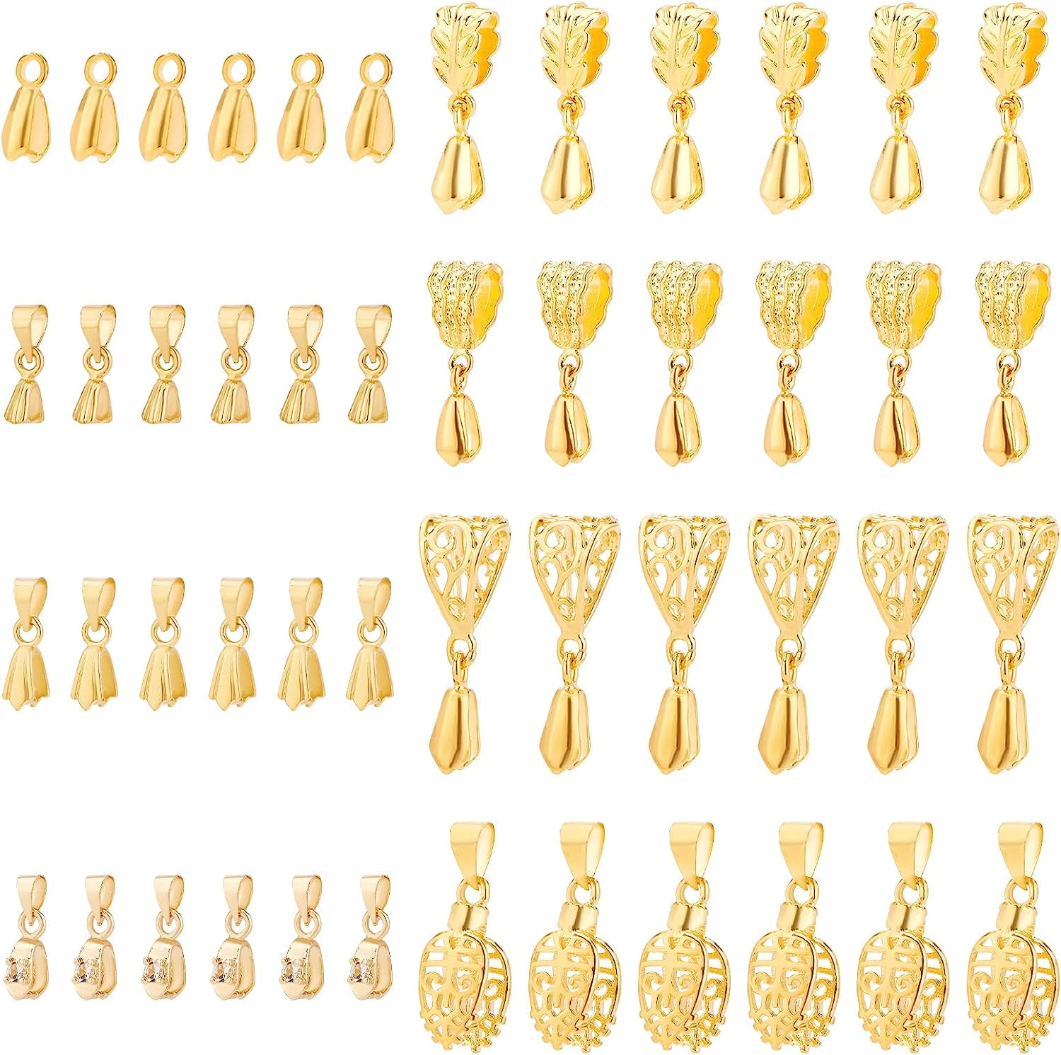 48Pcs 8 Style Brass Pendant Pinch Bails Ice Pick Pinch Bail Bead ...