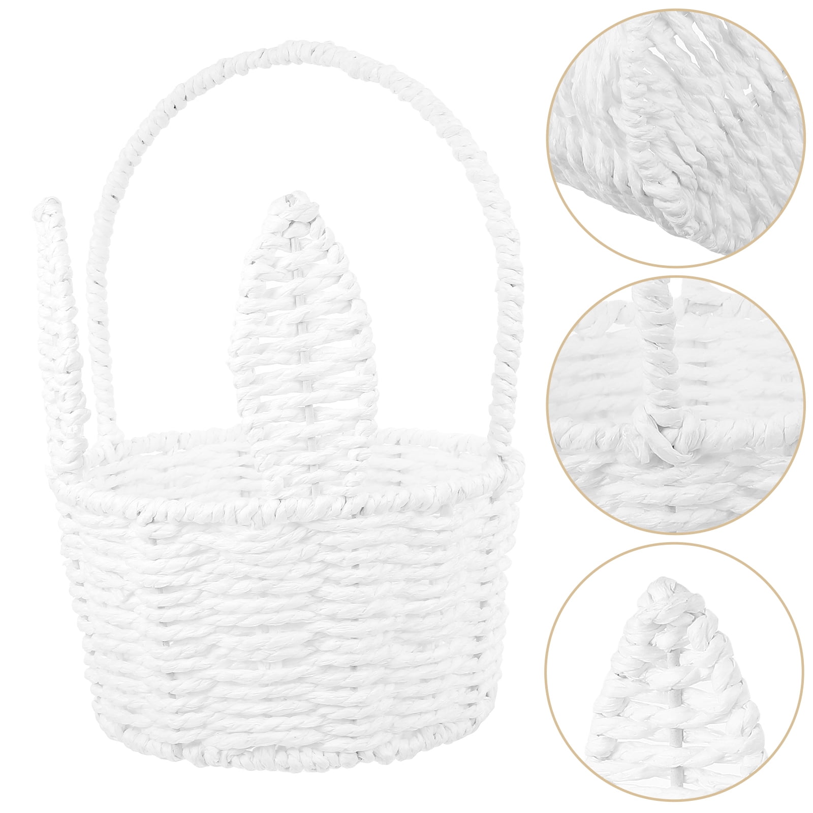 Click here for Oulii White Woven Bunny Basket For Easter Decorati... prices