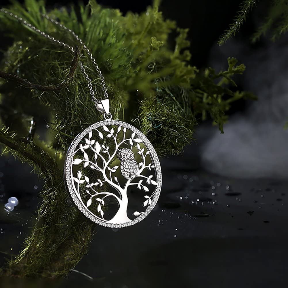 GDDX 925 Sterling Silver Owl Tree of Life Pendant Necklace with 18 Inch Chain Walmart
