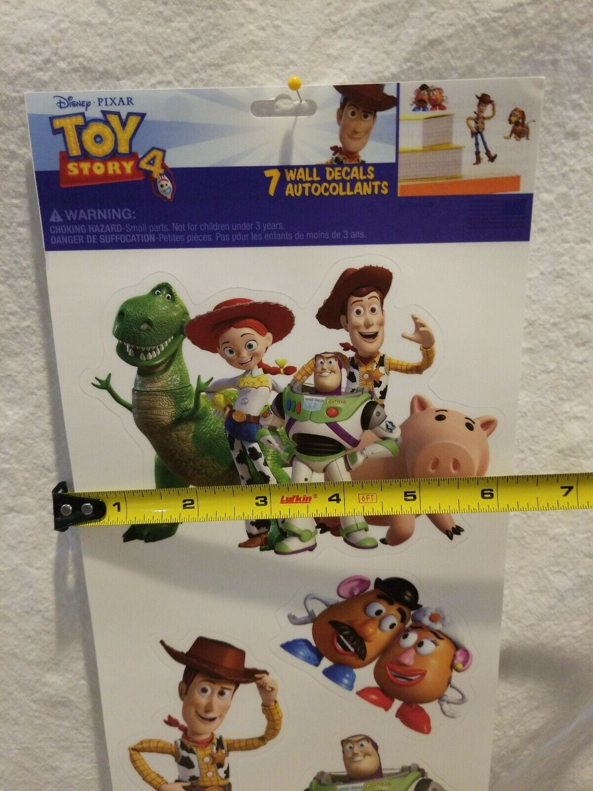 TOY STORY 4 Peel & Stick 7 Wall Decals Woody Buzz Jessie Forky Potato ...