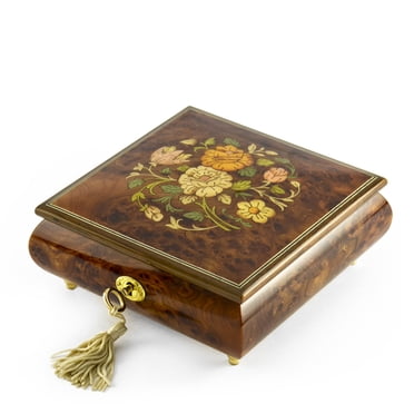 Classic Music Box Features 30 Note Nostalgic Design of A Floral Bouquet ...