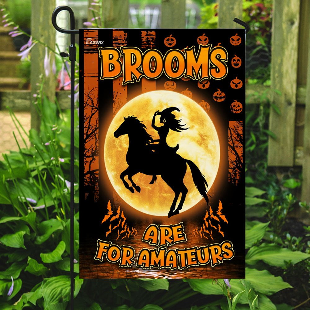 Flagwix Halloween Flag, Brooms Are For Amateurs Horse Riding Halloween ...