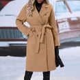 Aellinatey Women's long wool coat with lapel, double-breasted design ...