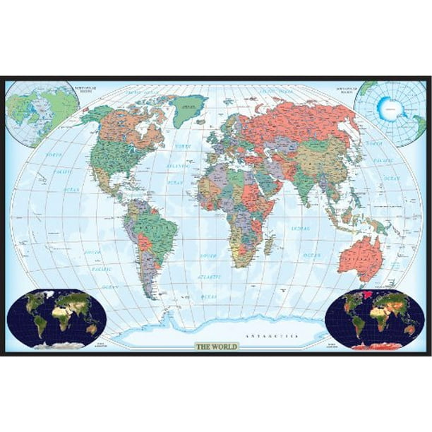 24x36 World Decorator Wall Map Poster Mural - Walmart.com