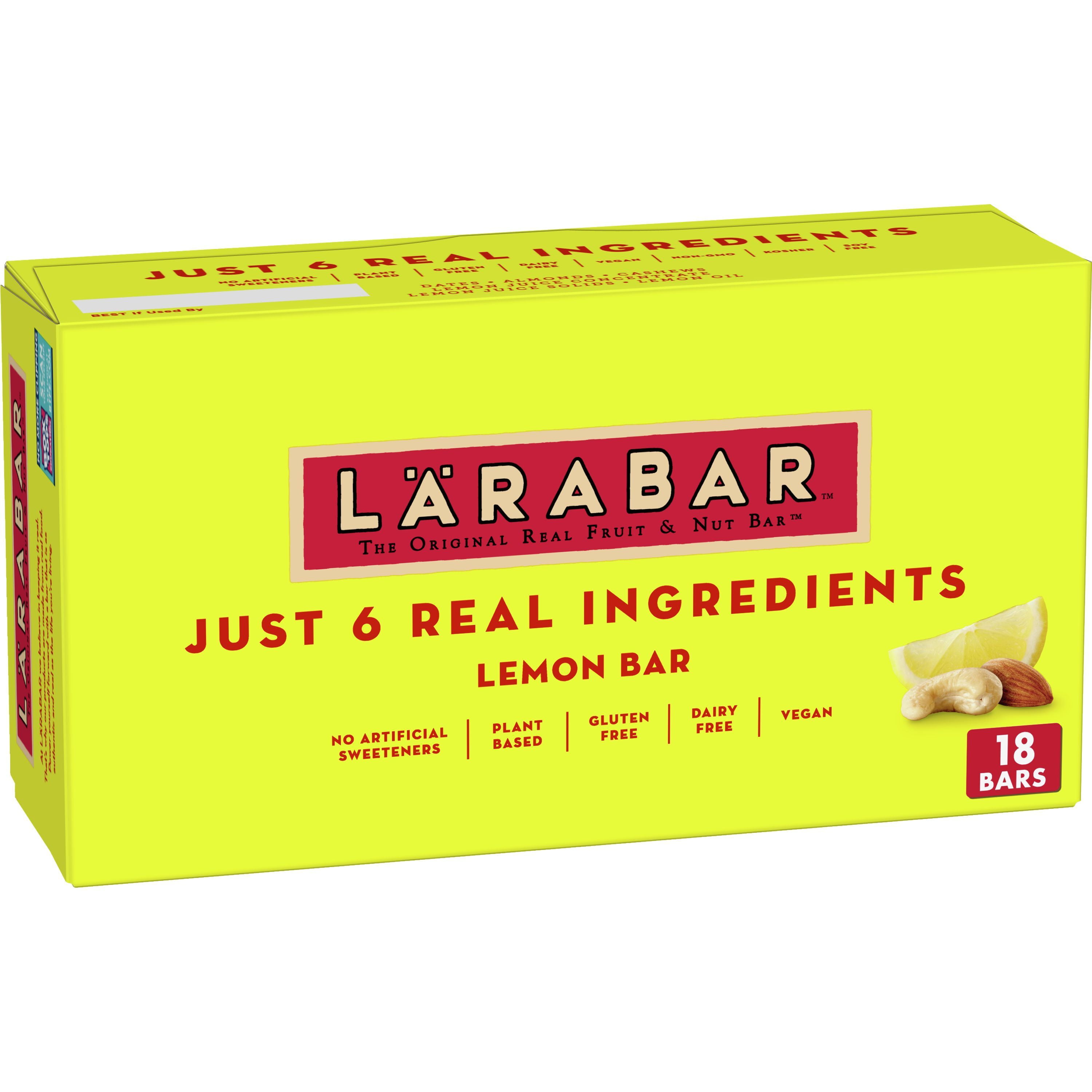 Larabar Lemon Bar, Gluten Free Vegan Fruit & Nut Bars, 1.6 oz bars, 18 ...