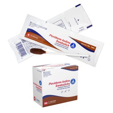 Dynarex Povidone Iodine Swabsticks, 10% Antiseptic Solution, Sterile ...