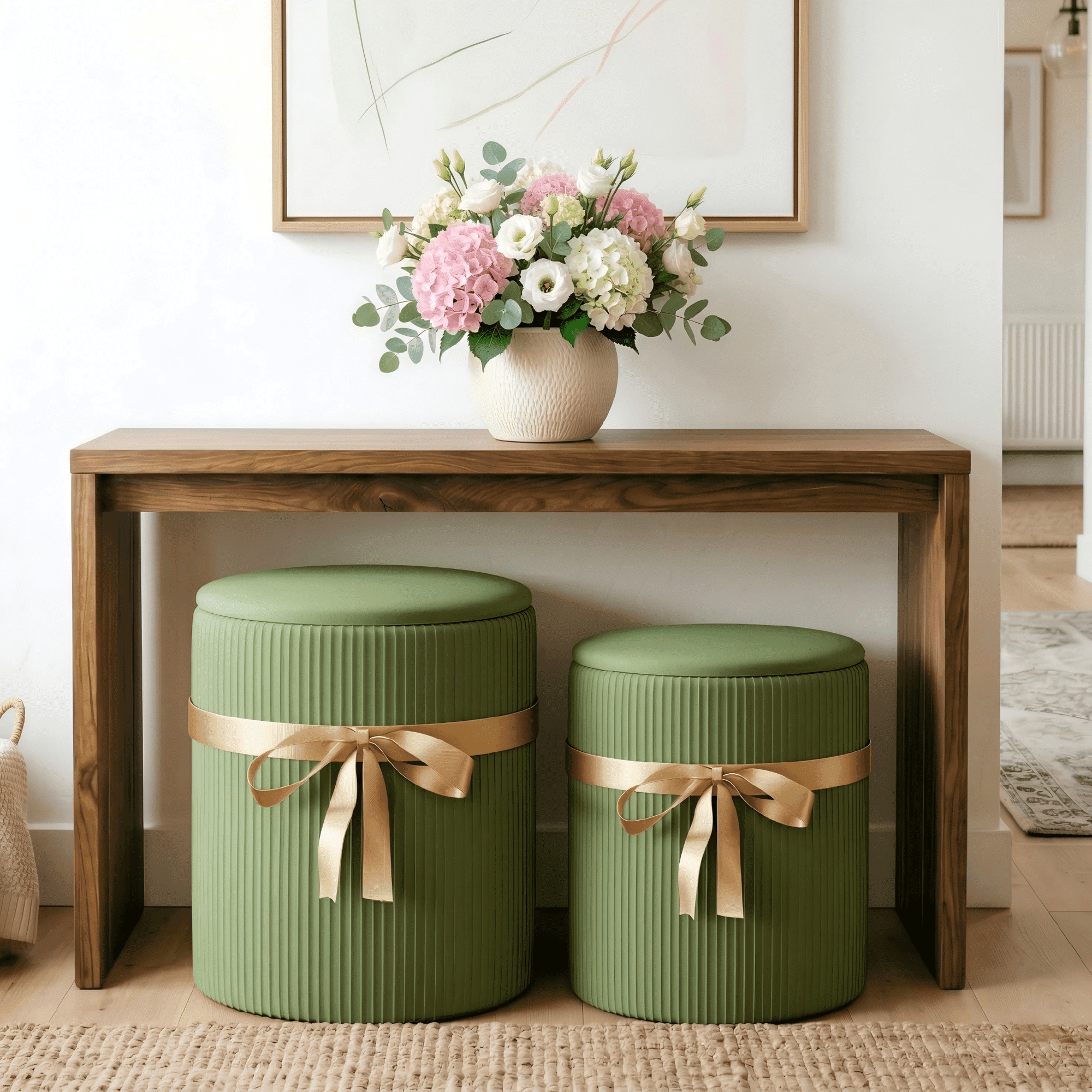 Click here for Pinmoco Corduroy Round Storage Ottoman Set Of 2  U... prices